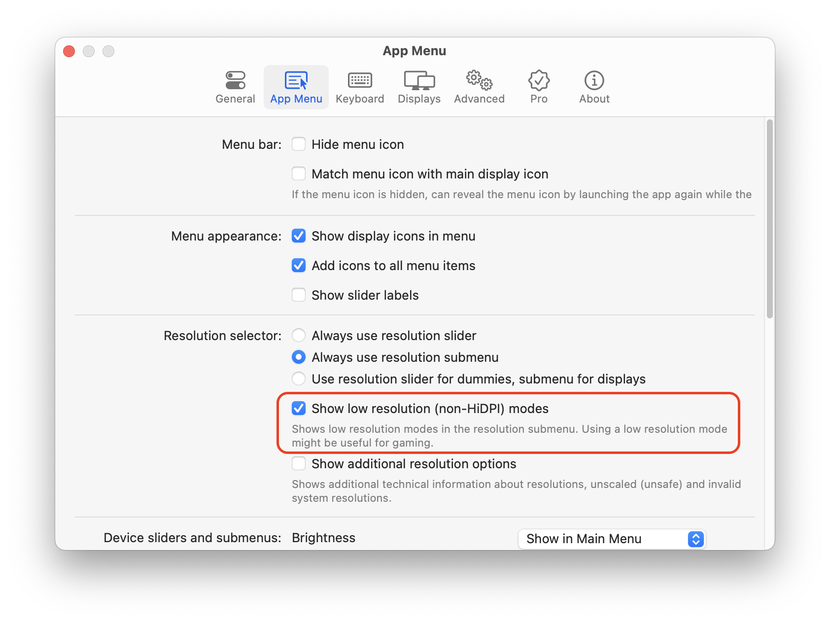 Some low-res displays won't show usable resolutions on Monterey 12.4 unless `Show low resolution ...