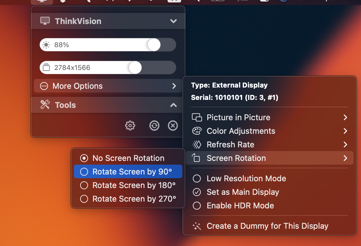 Resolution slider is missing + corrupt system configuration when the display is rotated during ...