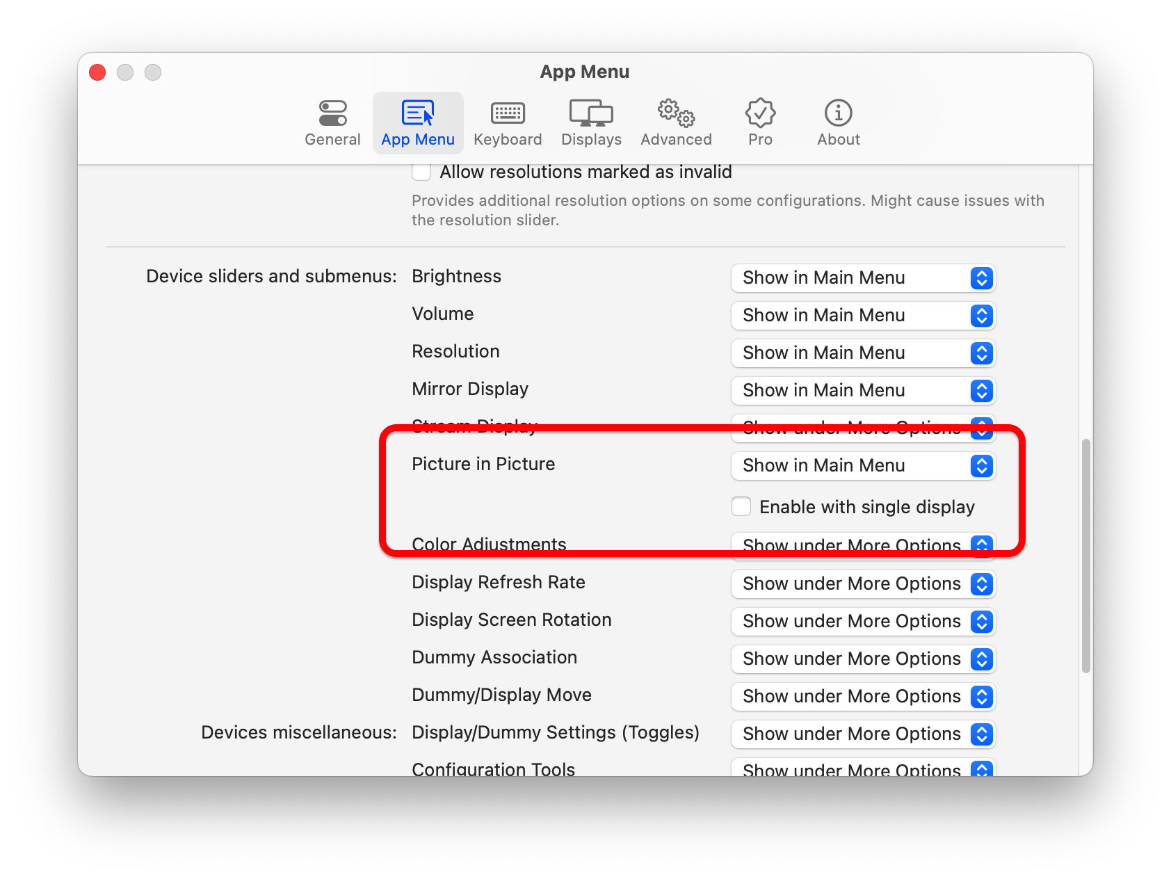Add option to show/hide PIP with single display (default should be to hide) · Issue #899 ...