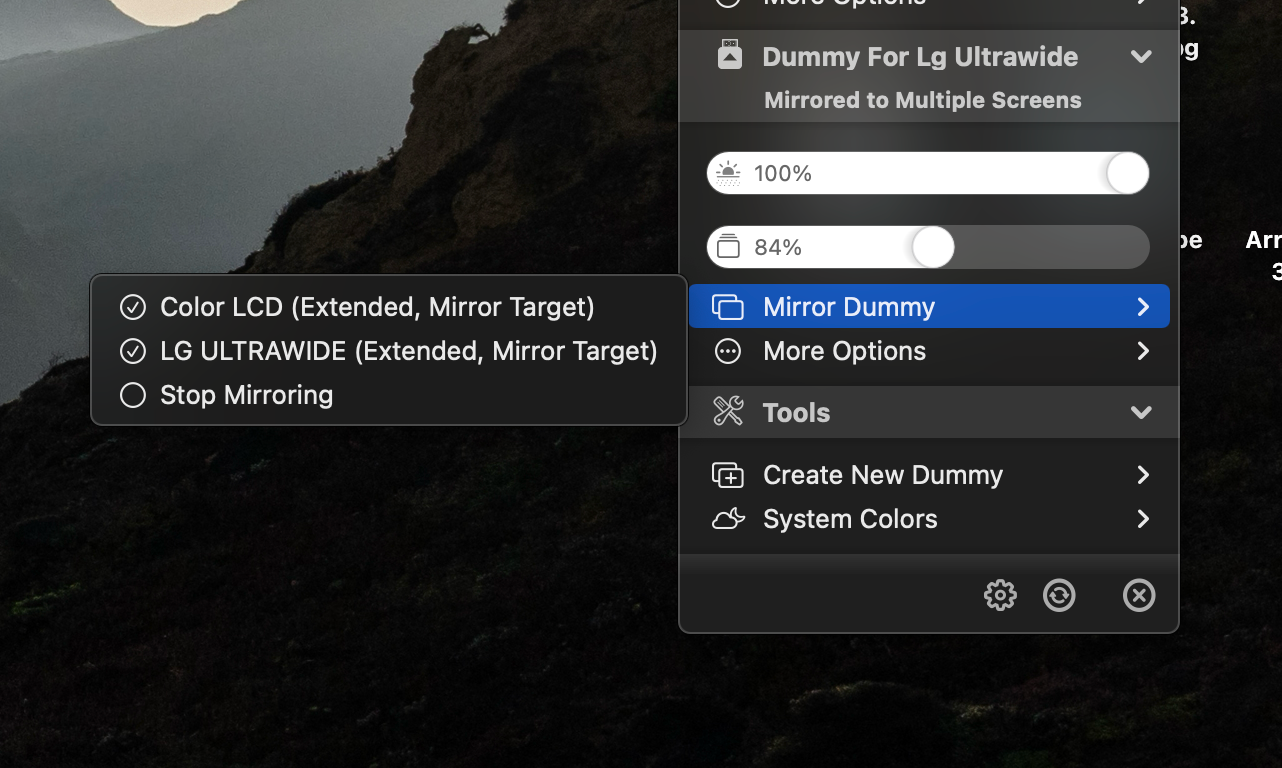 Improve mirroring submenu usability · Issue #927 · waydabber/BetterDisplay · GitHub