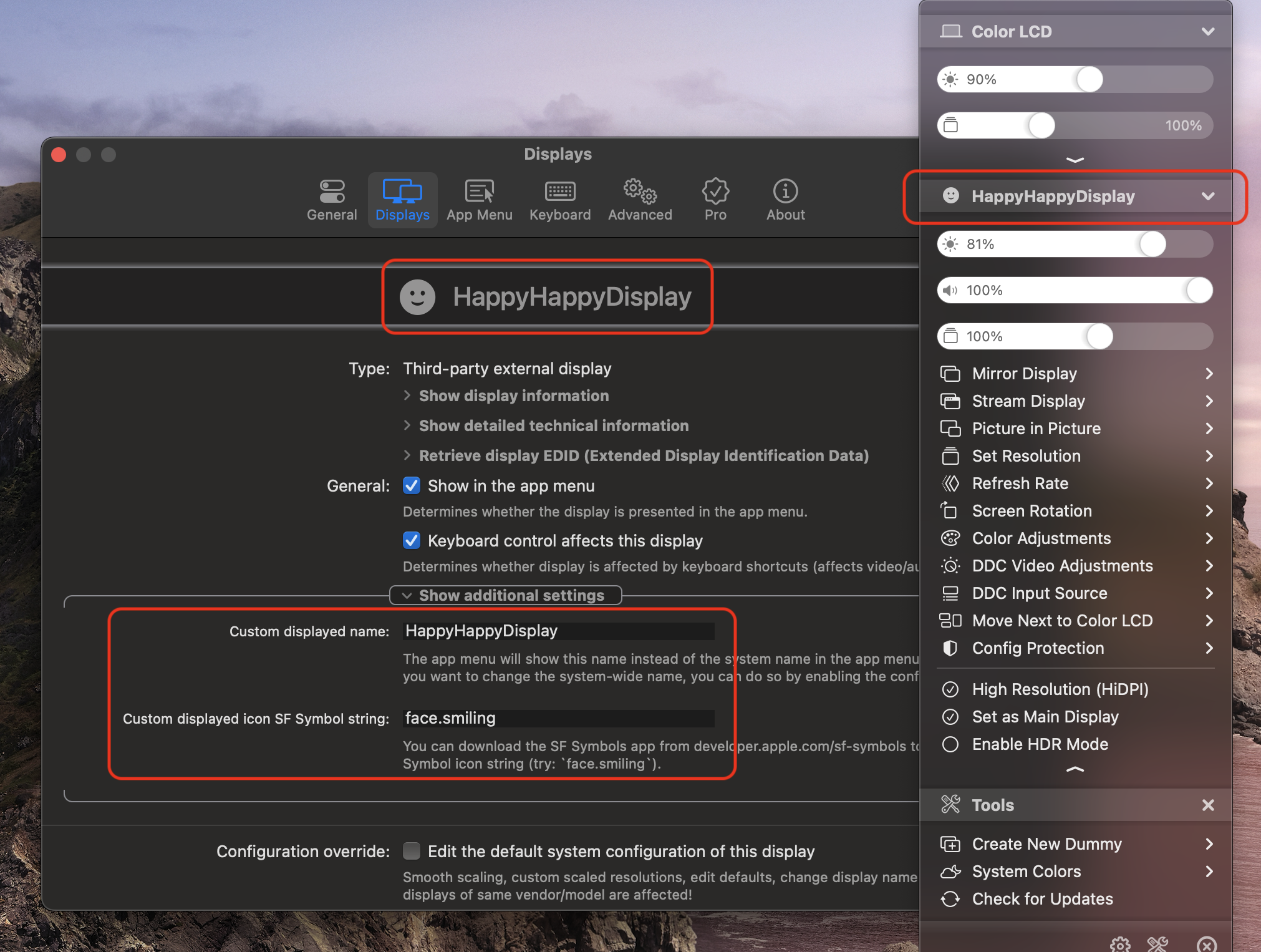 Add option to customize display name and menu icon · Issue #1137 · waydabber/BetterDisplay · GitHub