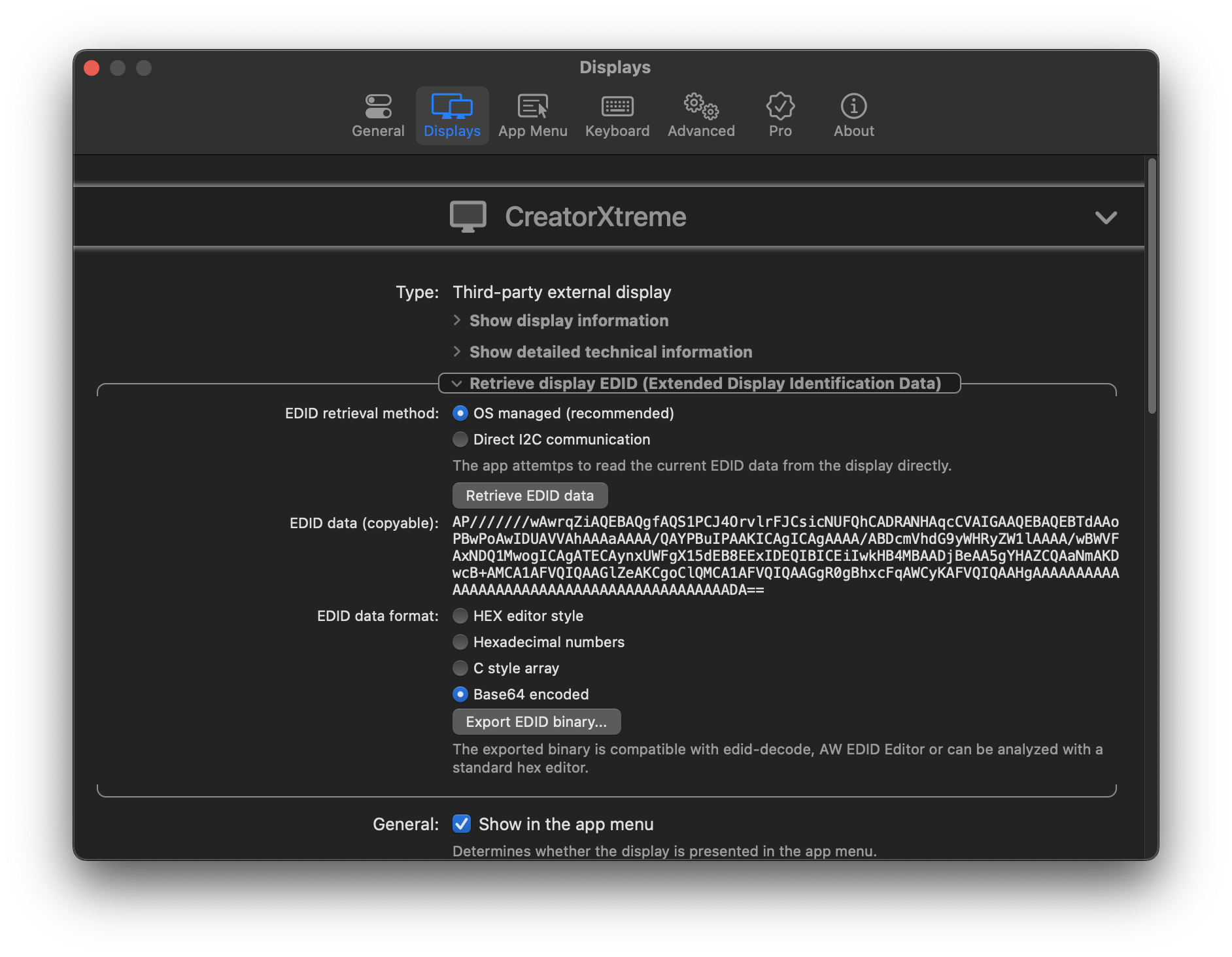 Add alternate formats for copyable EDID data · Issue #1156 · waydabber/BetterDisplay · GitHub