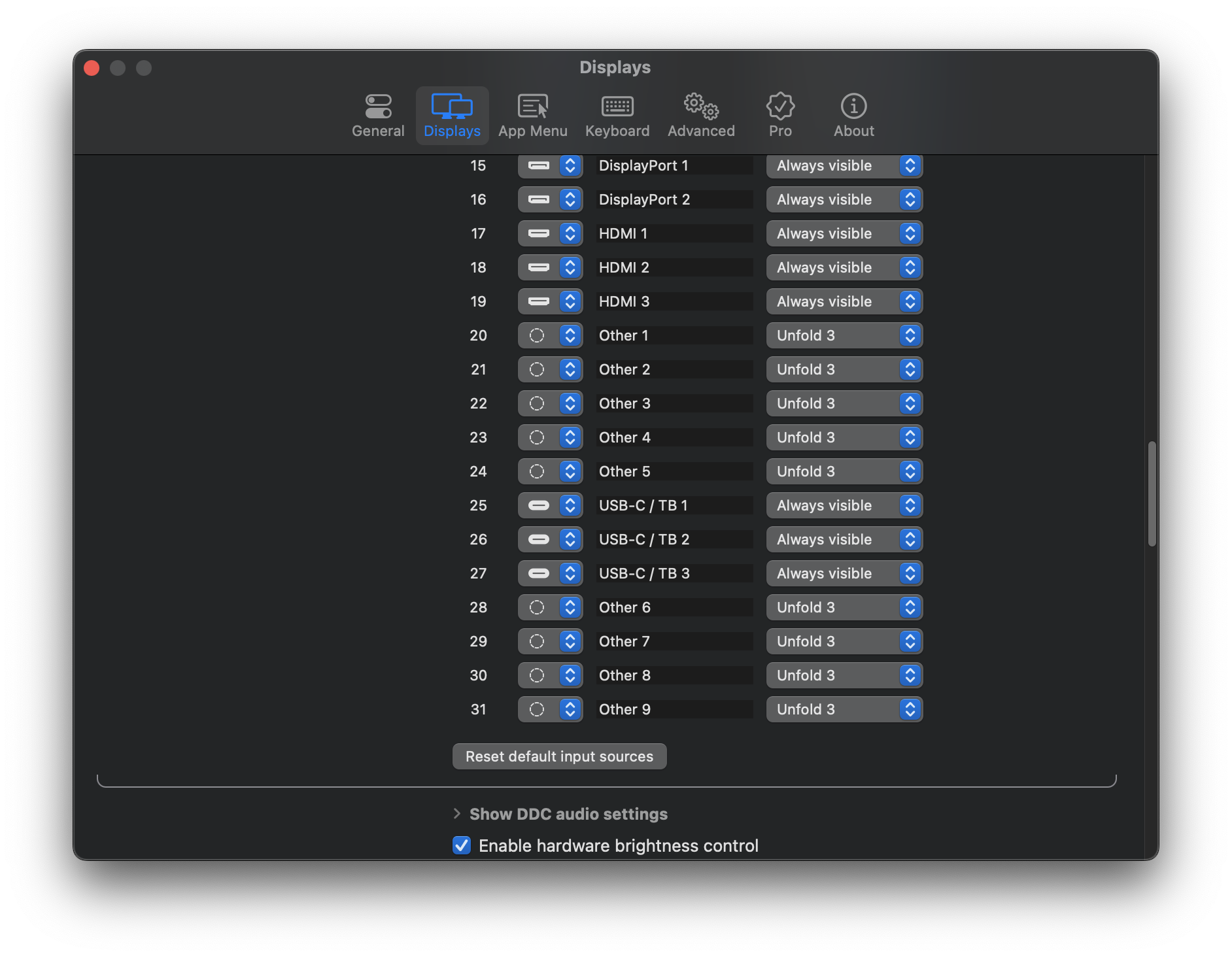 Add feature to customize DDC inputs for a display · Issue #1128 · waydabber/BetterDisplay · GitHub
