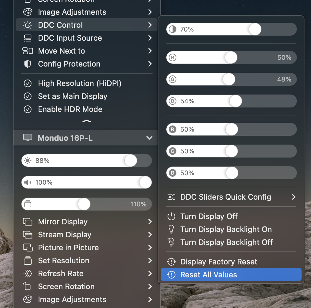 Option to reset all DDC settings to neutral/default · Issue #1301 · waydabber/BetterDisplay · GitHub