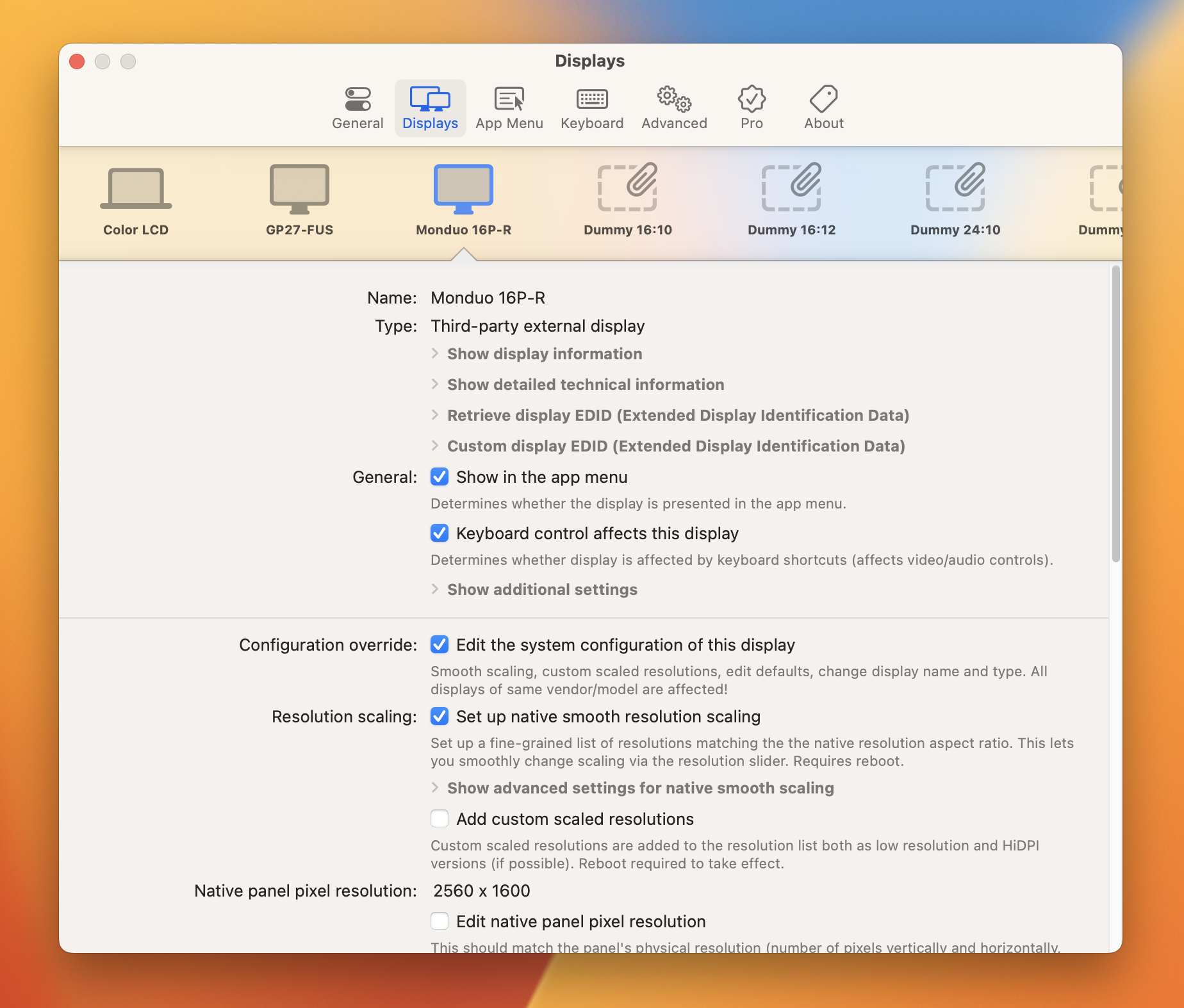 Improve Settings/Displays usability · Issue #1506 · waydabber/BetterDisplay · GitHub
