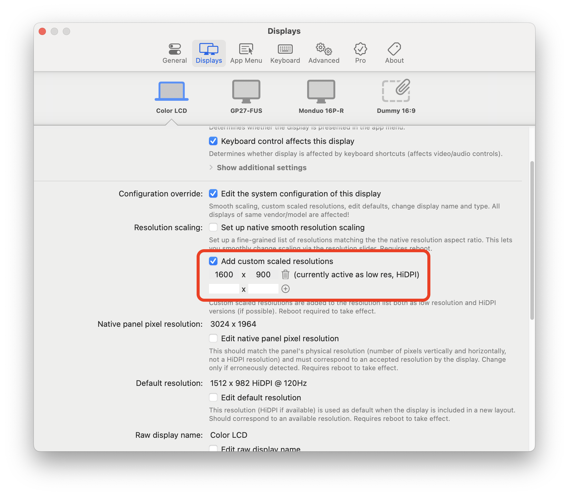 How can I set my 14" MBP screen to 16:9? · Issue #1563 · waydabber/BetterDisplay · GitHub