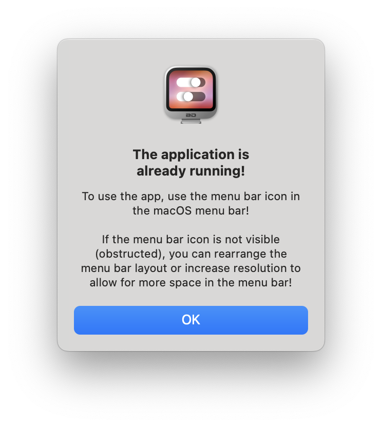 Add a bit more explanation + open app menu when app icon clicked again while the app is running ...
