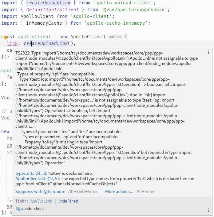 ApolloLink type conflicts · Issue #250 · jaydenseric/apollo-upload-client · GitHub