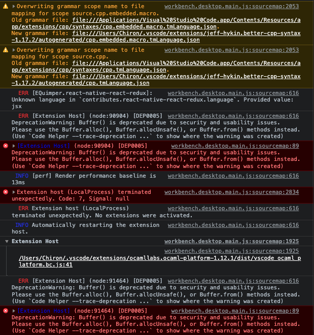 Host Extension Quit Unexpectedly · Issue 1073 · Ocamllabs Vscode Ocaml Platform · Github