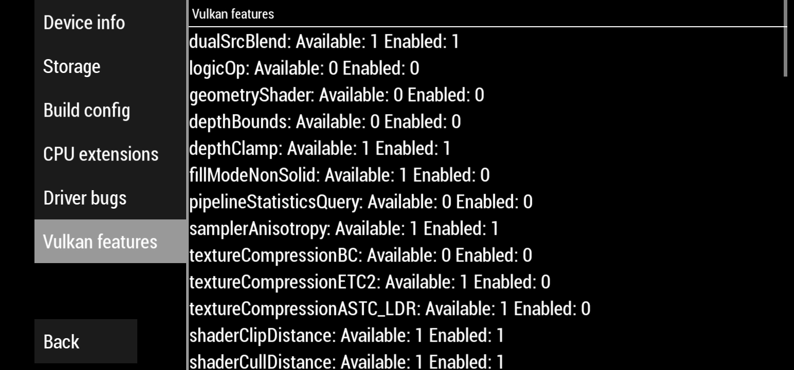 [Feature Request] [UI] Vulkan features extension info and driver bugs info. · Issue #965 ...