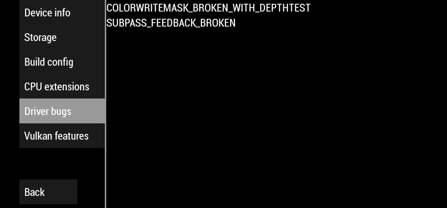 [Feature Request] [UI] Vulkan features extension info and driver bugs info. · Issue #965 ...