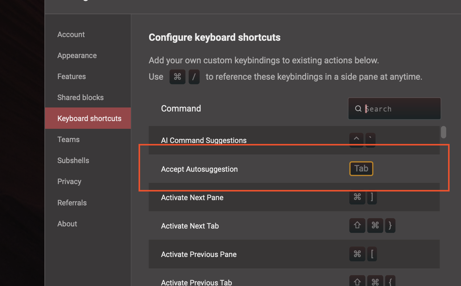 Allow "tab" key to accept autosuggestion / Change autosuggestion accept keybind · Issue #1909 ...