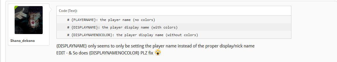 DISPLAYNAME placeholders not working · Issue #1738 · AuthMe/AuthMeReloaded · GitHub