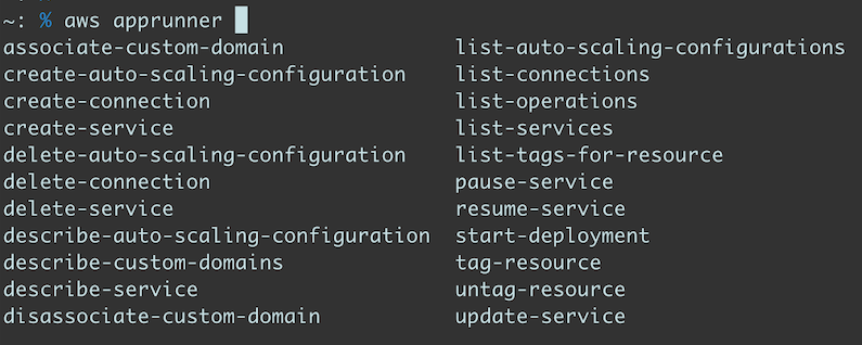 Unable to find apprunner resource on aws cli v2.2.5 · Issue #34 · aws/apprunner-roadmap · GitHub