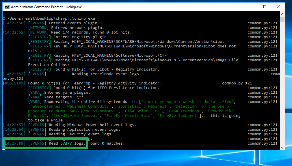 [EVENTS] Read 0 logs, found 0 matches · Issue #13 · cisagov/CHIRP · GitHub