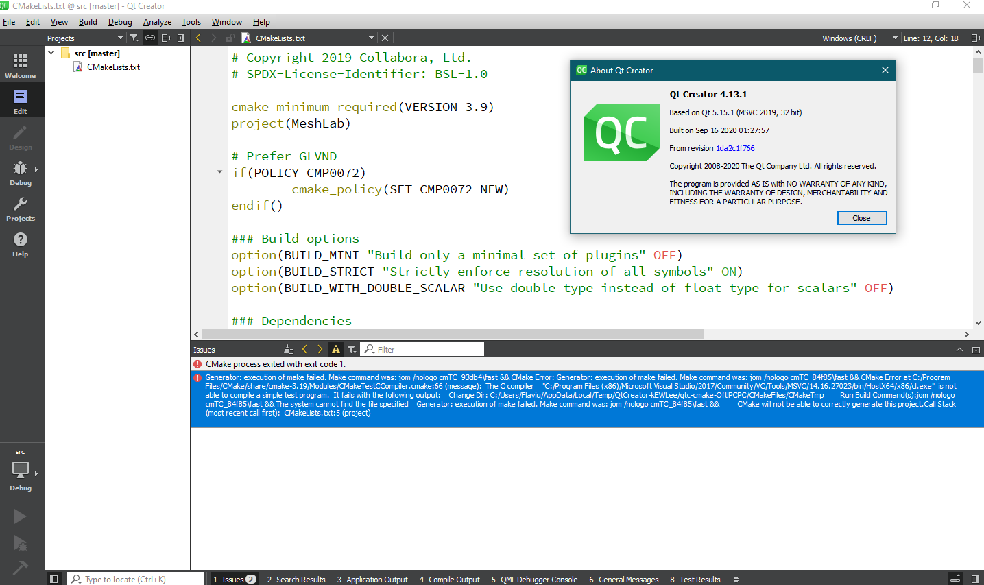 Compiling for Windows · Issue #837 · cnr-isti-vclab/meshlab · GitHub