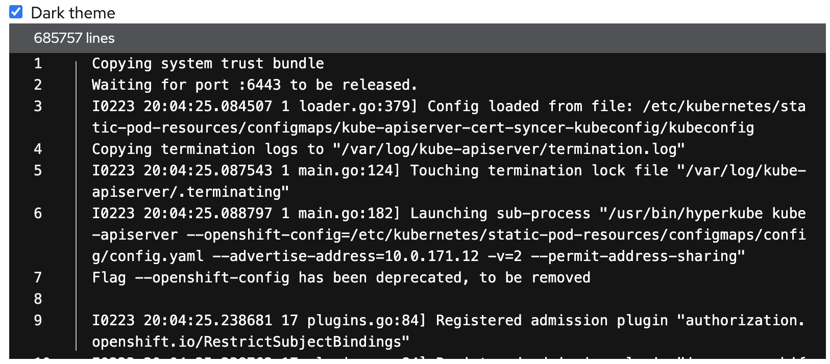 Log viewer dark mode should be no border or black border · Issue #4312 · patternfly/patternfly ...