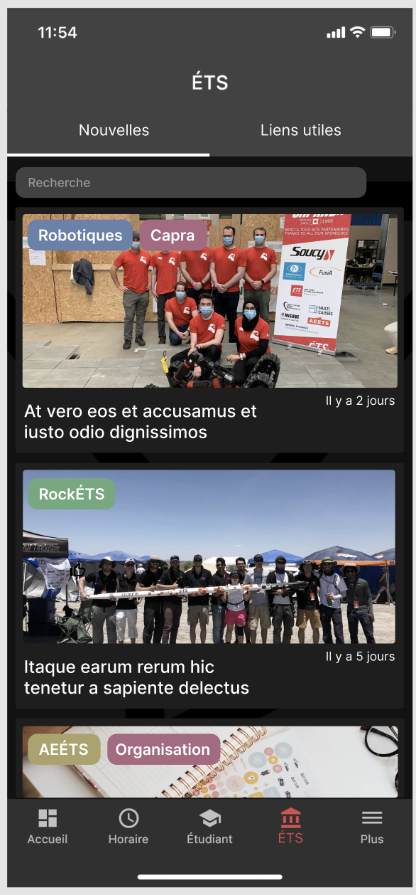 Add a search bar in news page · Issue #768 · ApplETS/Notre-Dame · GitHub