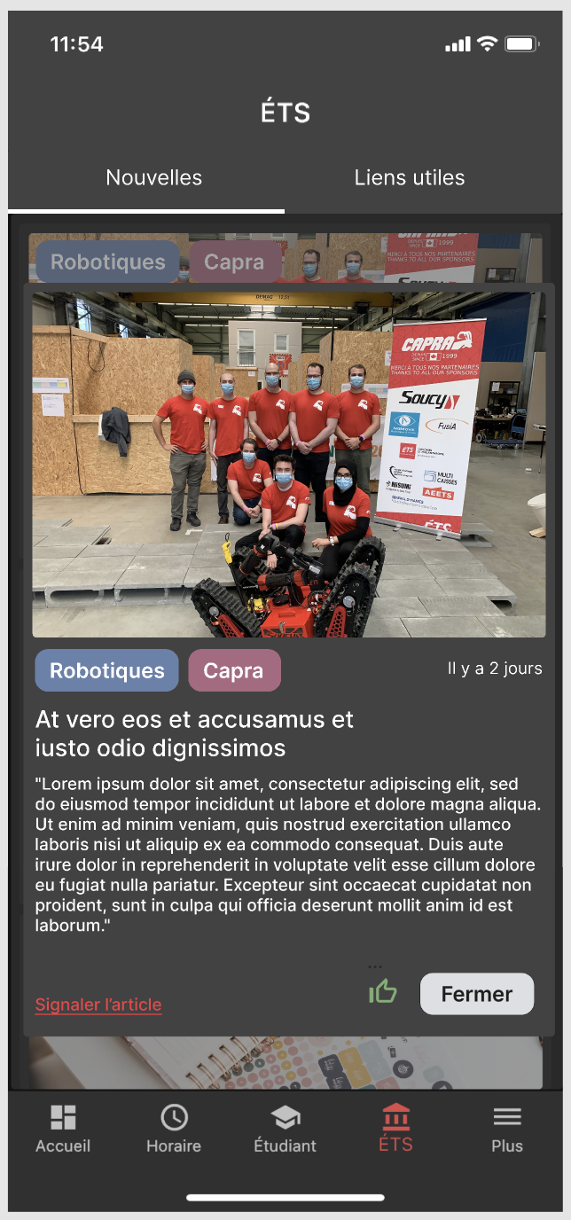 Report a news · Issue #770 · ApplETS/Notre-Dame · GitHub