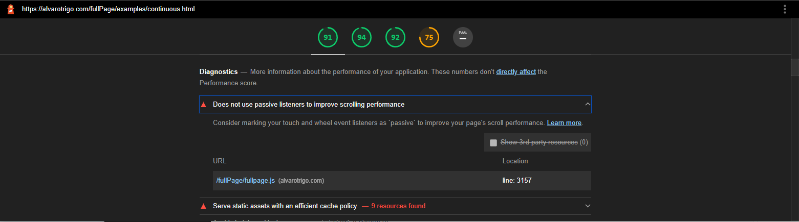 Does not use passive listeners to improve scrolling performance · Issue ...