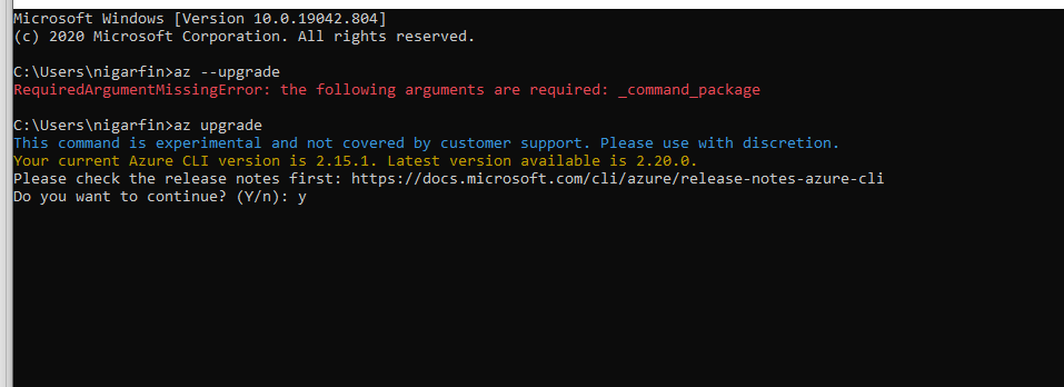 Improve error handling for az --upgrade · Issue #17213 · Azure/azure-cli · GitHub