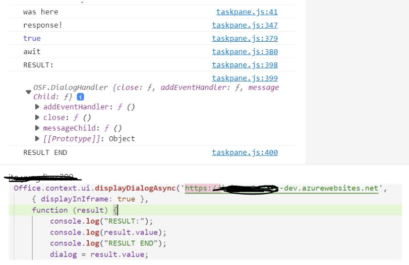 Display dialog async not working · Issue #1046 · OfficeDev/office-js-docs-reference · GitHub