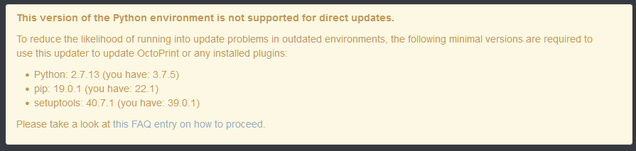 This version of the Python environment (3.7.5) is not supported for ...