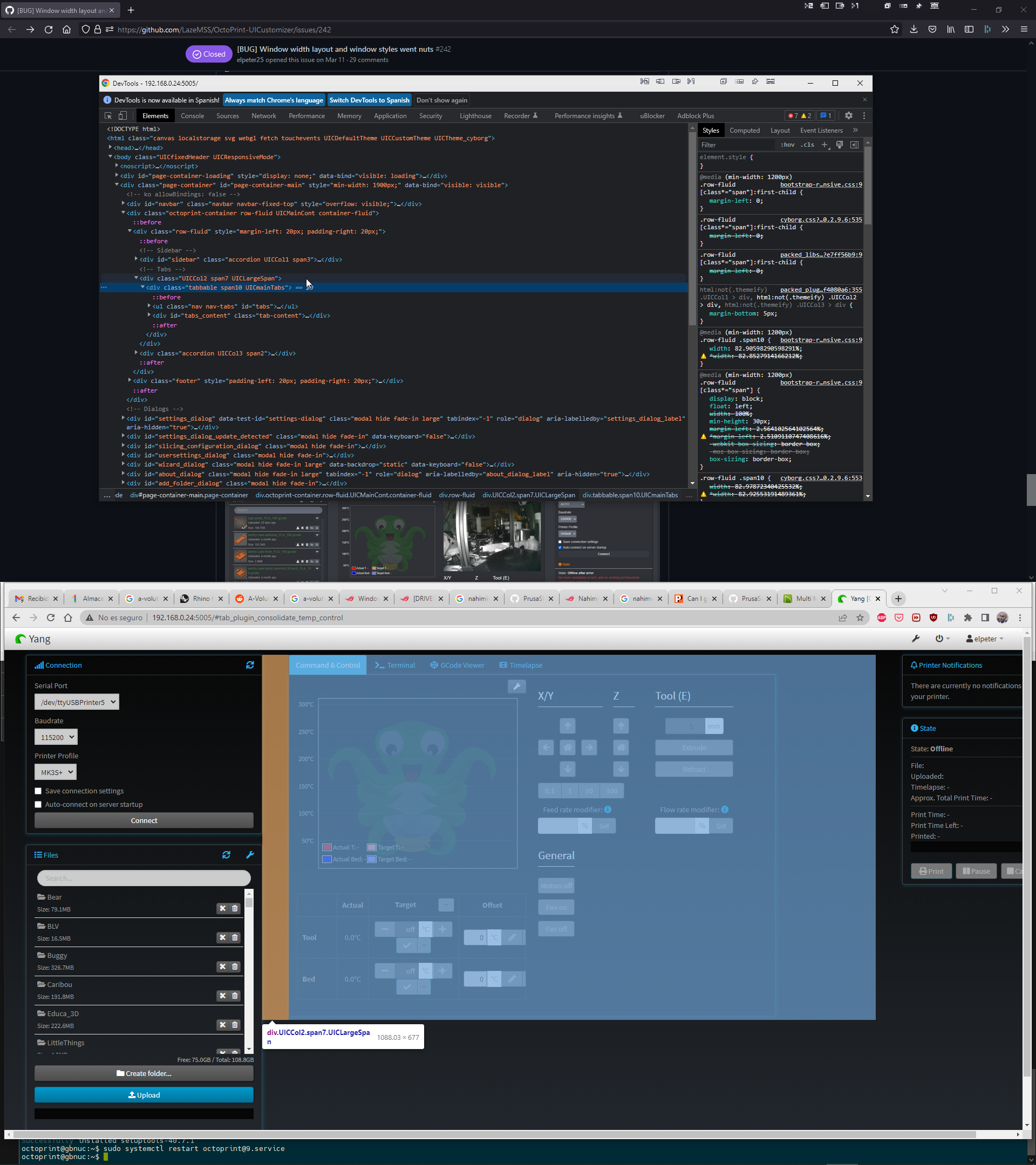 [BUG] Window width layout and window styles went nuts · Issue #242 · LazeMSS/OctoPrint ...