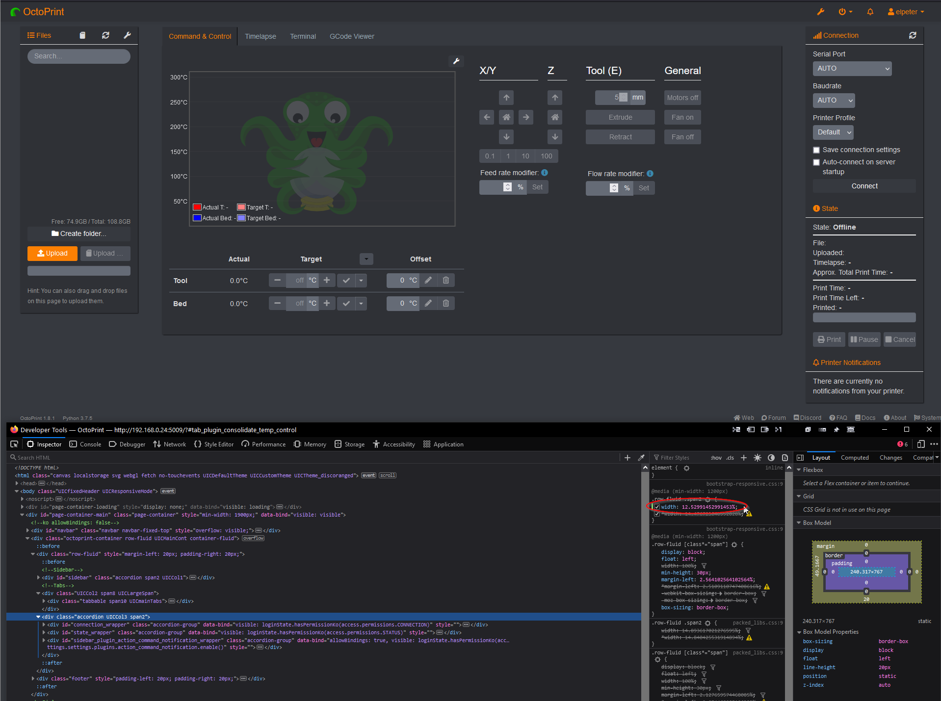 [BUG] Window width layout and window styles went nuts · Issue #242 · LazeMSS/OctoPrint ...