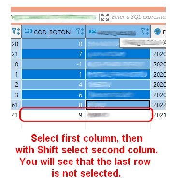 When select more than 1 column, last row is not selected · Issue #18235 · dbeaver/dbeaver · GitHub