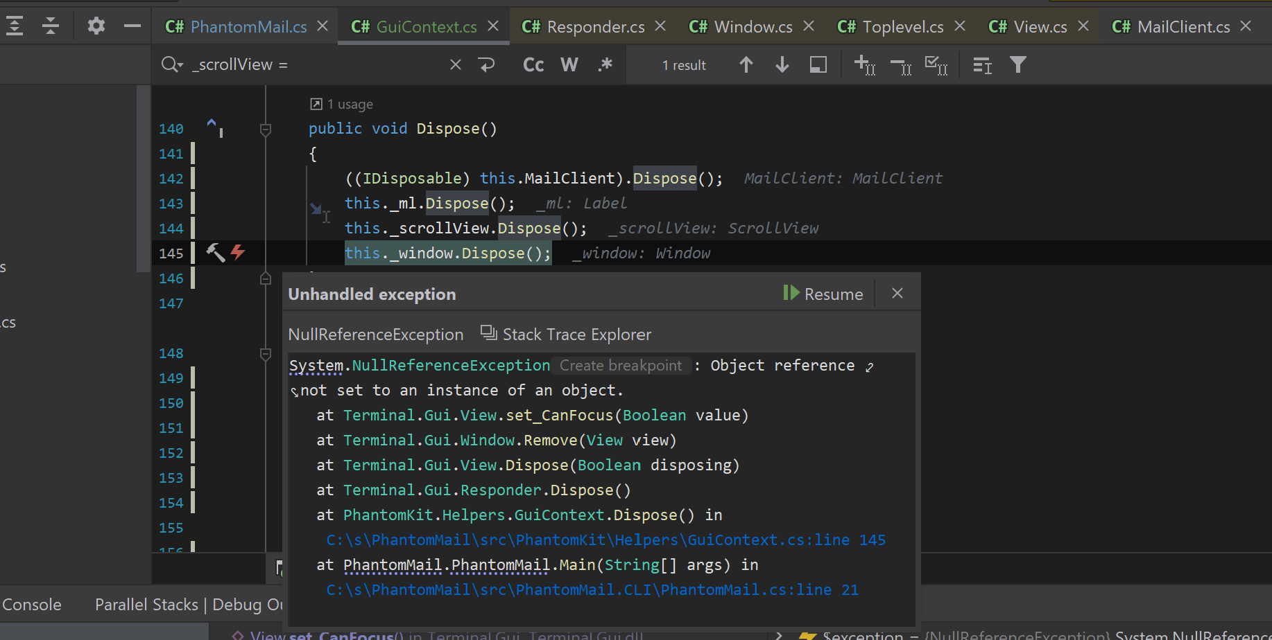 Issues with Application.Top being null if dispose is called on the window object · Issue #1611 ...