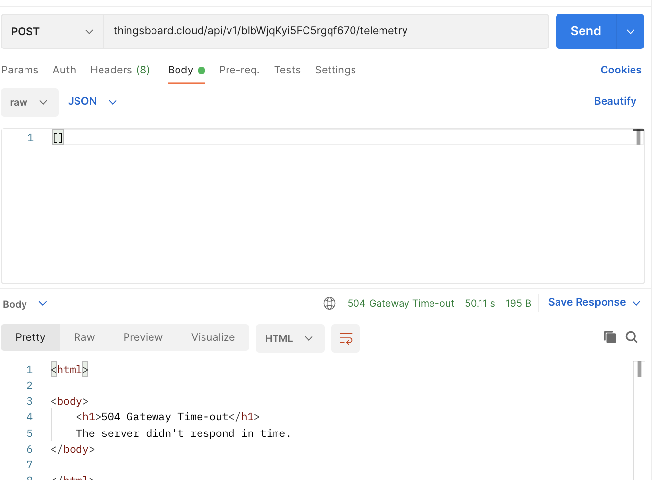 [Bug] HTTP POST telemetry with empty json array times out · Issue #6746 · thingsboard ...