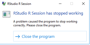 Using sm package causes RStudio session to stop working when building ...