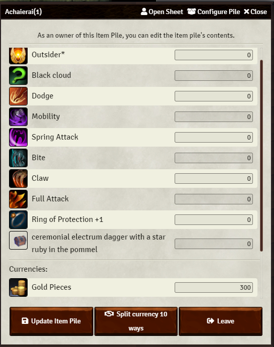 [BUG] - Item Pile puts other items of the npc as loot · Issue #117 · fantasycalendar/FoundryVTT ...