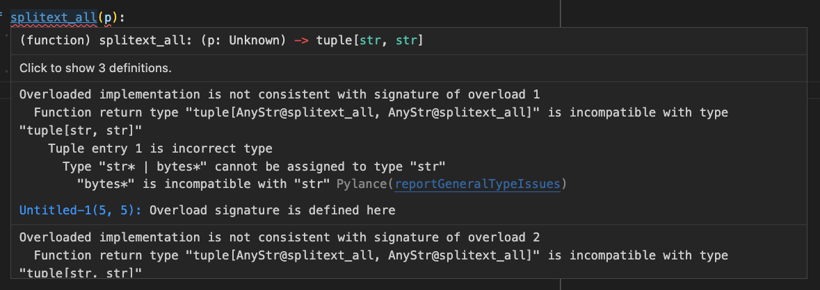 Possible invalid type error with overloaded AnyStr · Issue #3817 · microsoft/pyright · GitHub