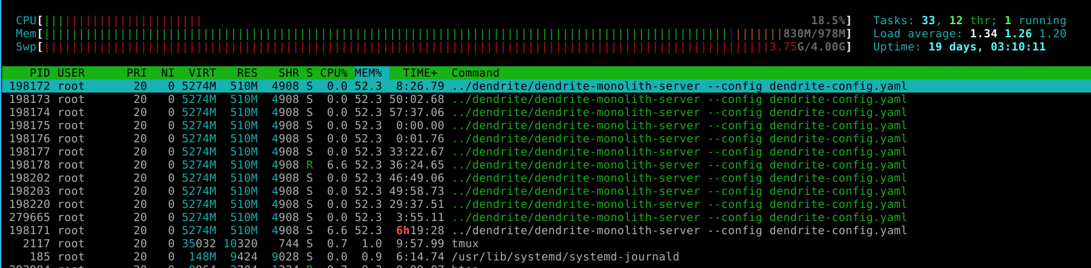 Dendrite is memory hungry using GBs of RAM · Issue #1580 · matrix-org/dendrite · GitHub