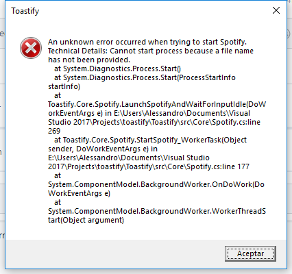 Toastify timeout trying to start/recognize Spotify using a Proxy w ...