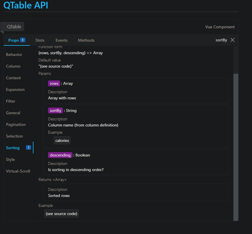 q-table component with Pagination slot, sorting doesn't work · Issue #10489 · quasarframework ...