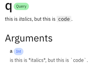 Argument descriptions are not formatting common mark. · Issue #186 · magidoc-org/magidoc · GitHub