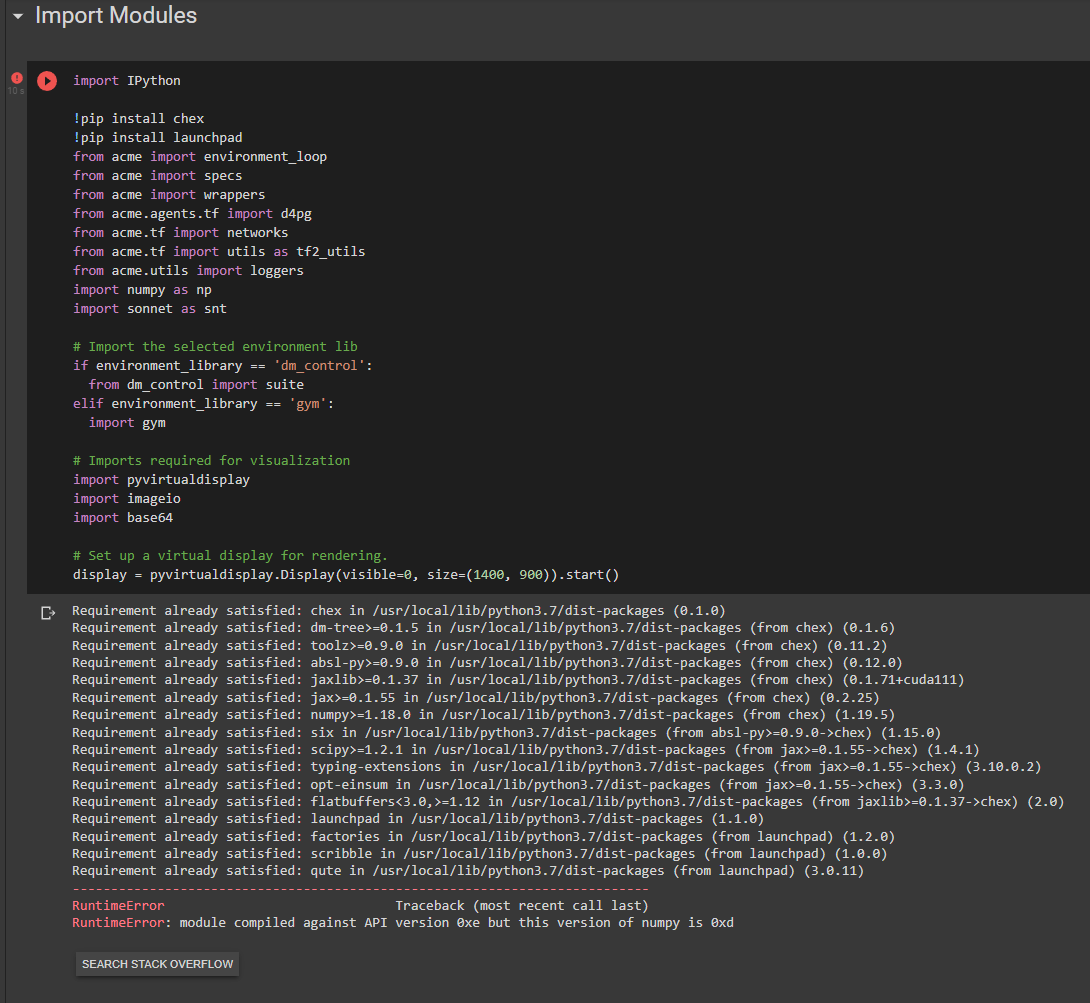 ACME Quickstart tutorial unable to run · Issue #177 · google-deepmind/acme · GitHub
