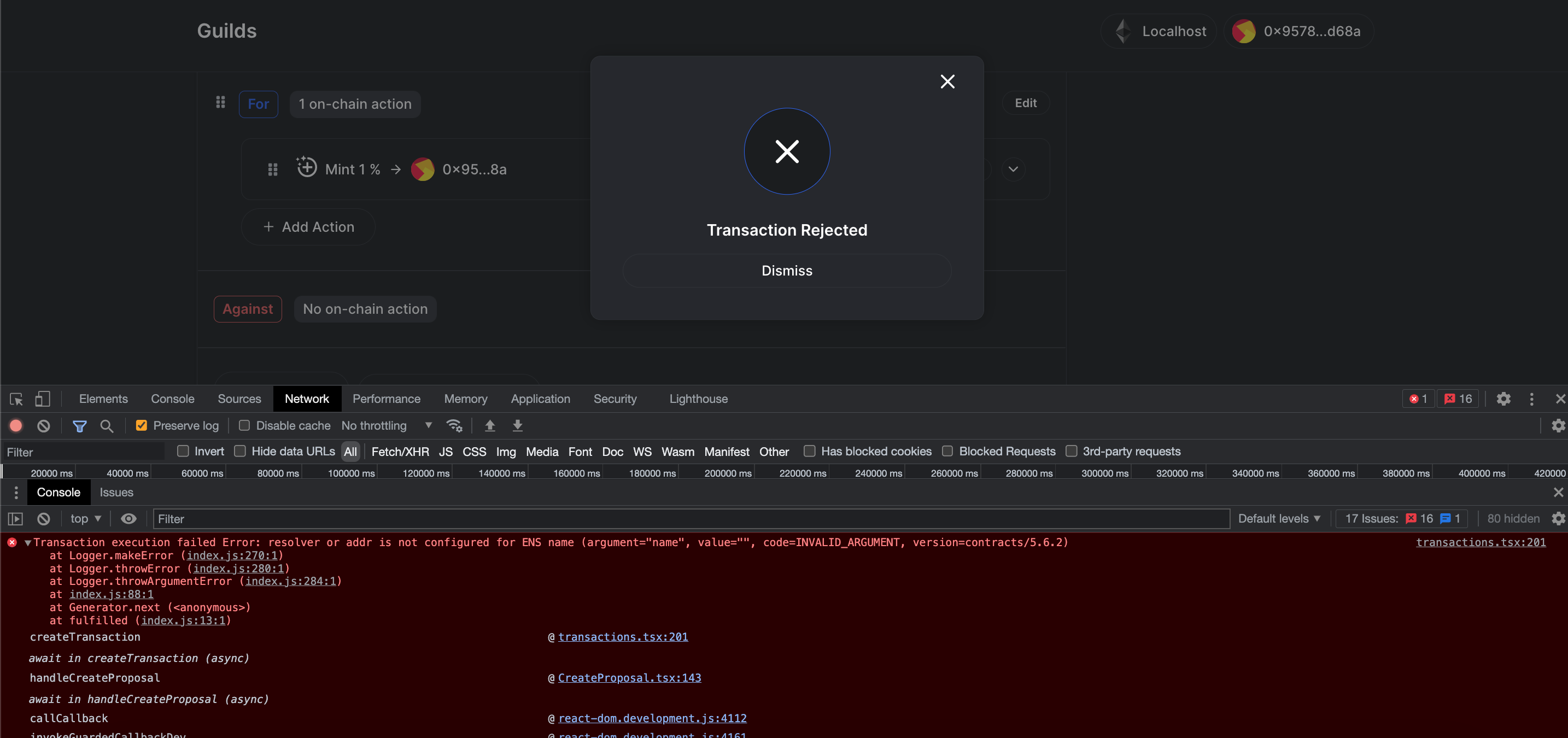 Unable to create Proposal with 'Mint REP' action · Issue #190 · DXgovernance/DAVI · GitHub