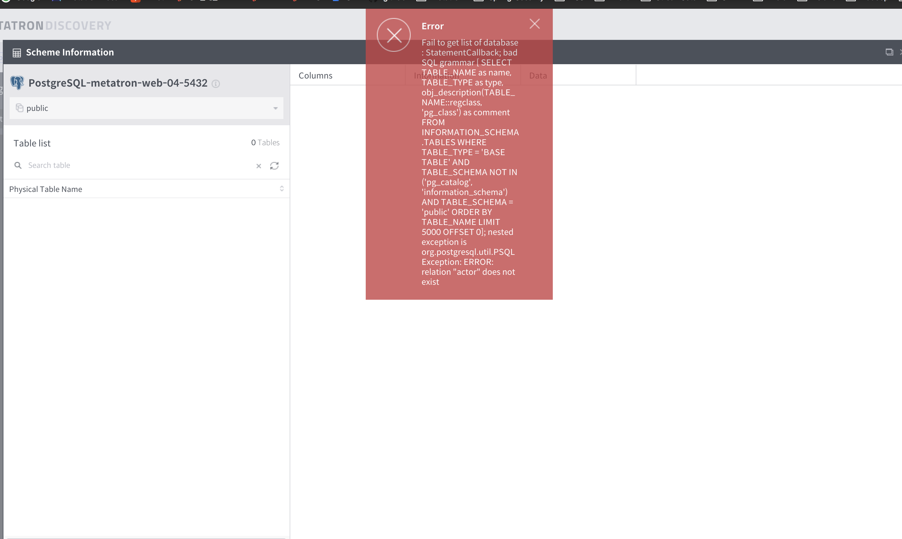 error when getting sample data from postgresql in schema browser. · Issue #726 · metatron-app ...