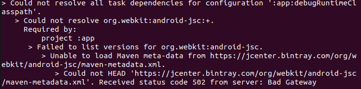 Failed to list versions for org.webkit:android-jsc · Issue #873 · expo/create-react-native-app ...