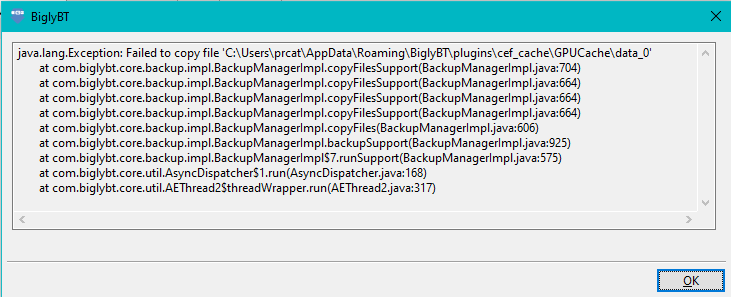 Backup Error · Issue #2354 · BiglySoftware/BiglyBT · GitHub