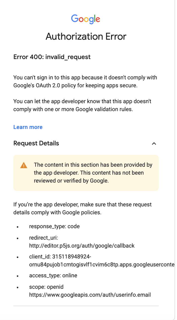 Google Sign In NOT WORKING · Issue #1958 · processing/p5.js-web-editor ...