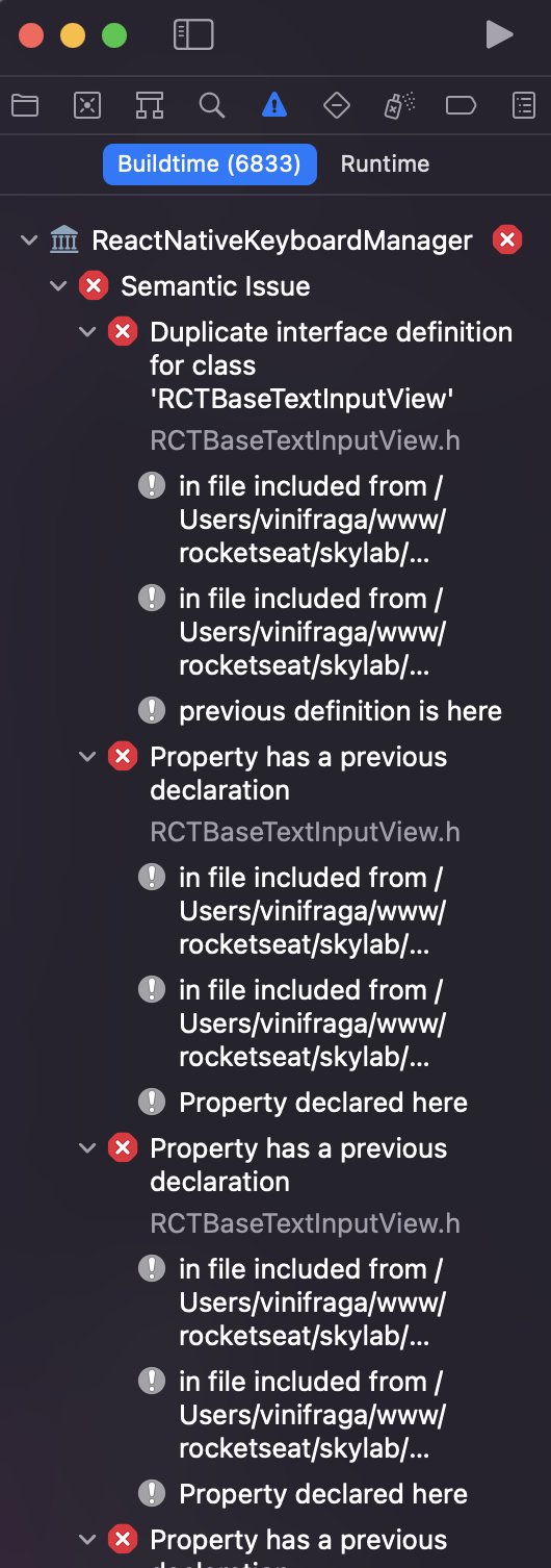 iOS build error: duplicate interface definition for class 'RCTBaseTextInputView' · Issue #85 ...