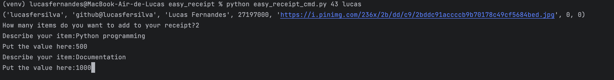 GitHub - lucasfersilva/easy_receipt: A cmd program that outputs a ...