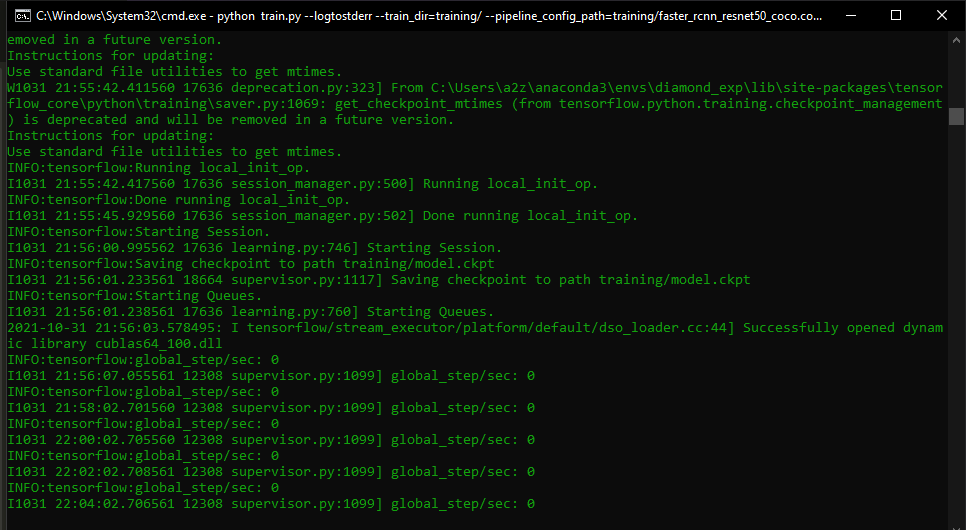 Training Is Getting Stuck At `i1031 215607055561 12308 Supervisorpy1099 Globalstepsec 0