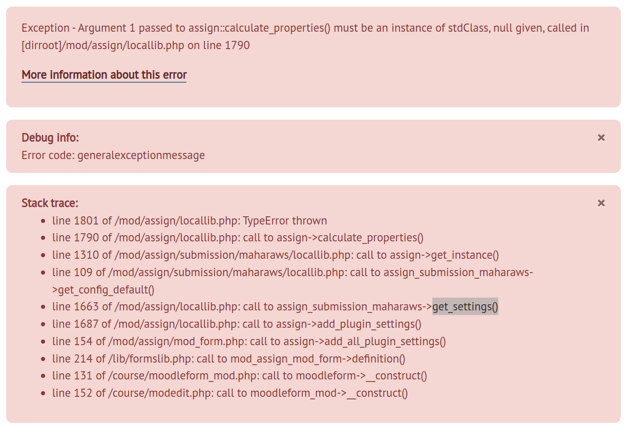 Exception - Argument 1 passed to assign::calculate_properties() · Issue #70 · catalyst/moodle ...