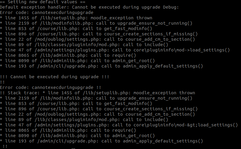 Cannotexecduringupgrade Exception On Setting New Defaults · Issue 90 · Moodleou Moodle Mod